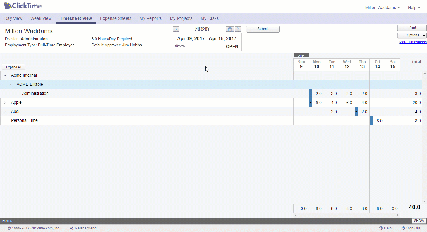 Timesheet View - View (and Submit) Timesheets – ClickTime Support