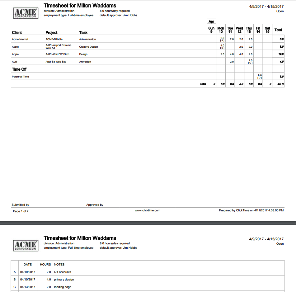 Timesheet View - View (and Submit) Timesheets – ClickTime Support