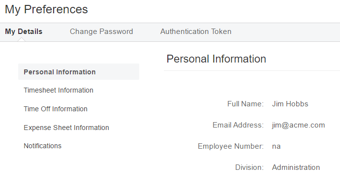 My Preferences – ClickTime Support