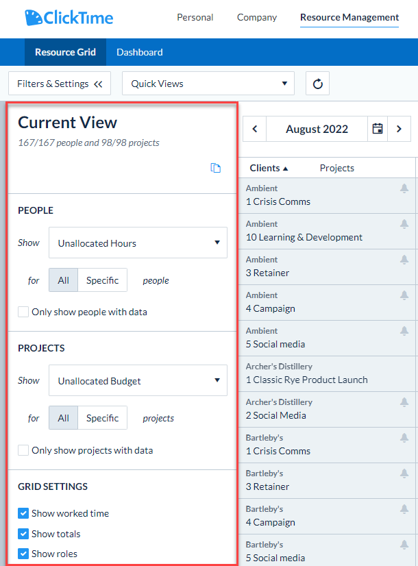 Resource Management Module – ClickTime Support