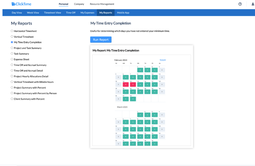 Time Entry Reports – ClickTime Support
