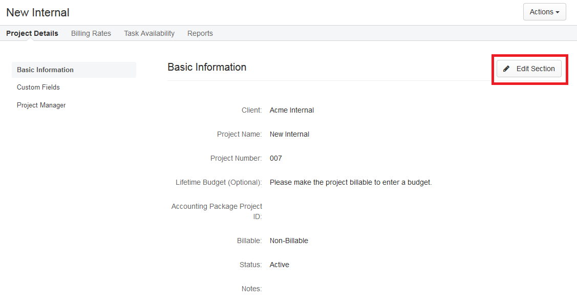 Creating and Editing Projects – ClickTime Support