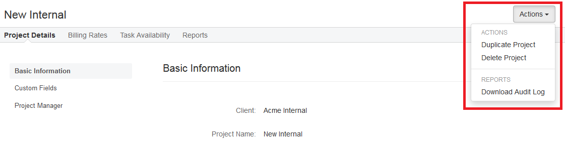 Creating and Editing Projects – ClickTime Support