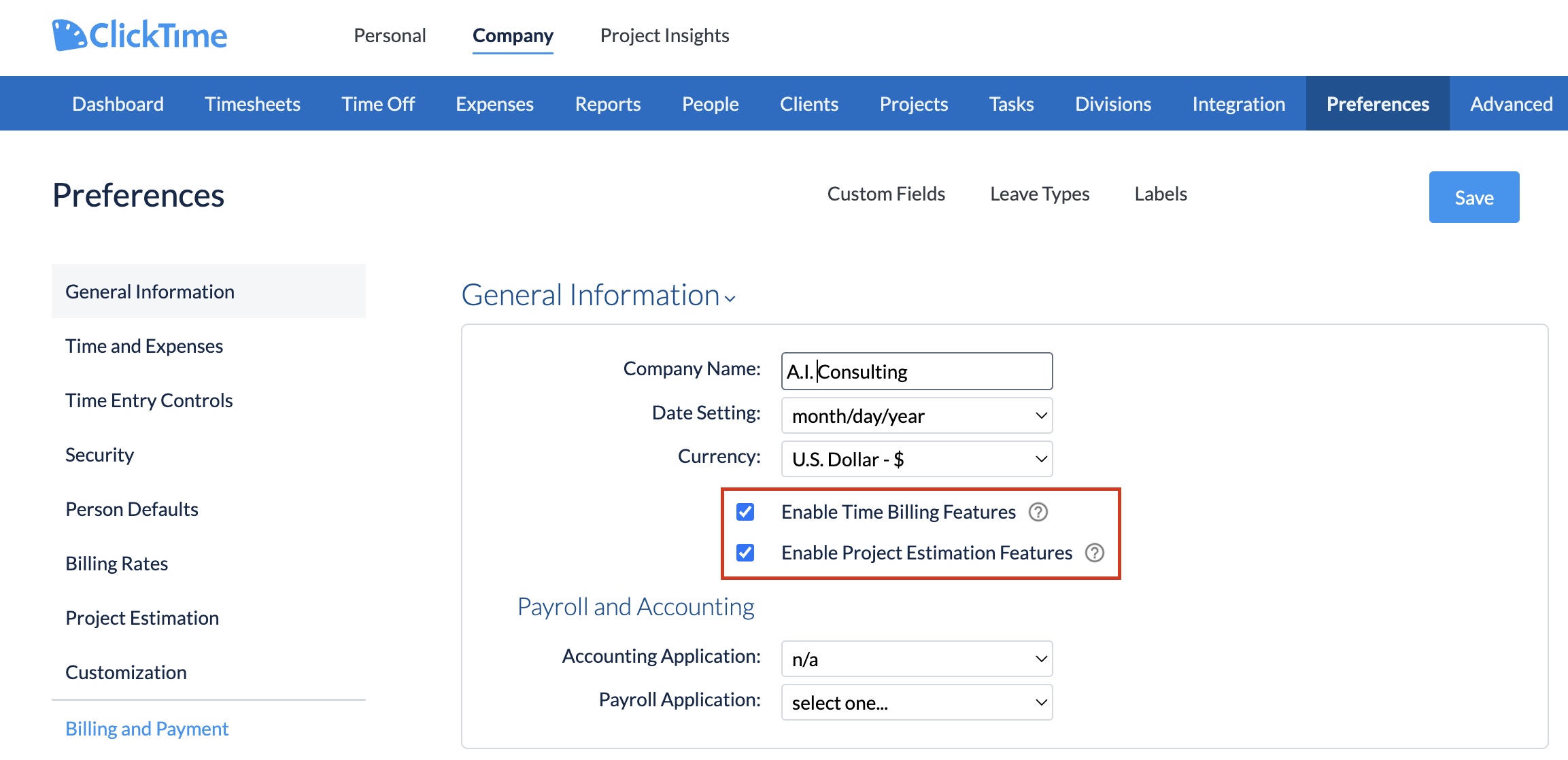 Project Insights Module – ClickTime Support