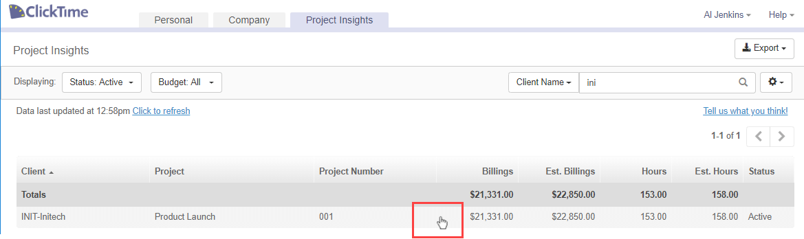 Project Insights Module – ClickTime Support