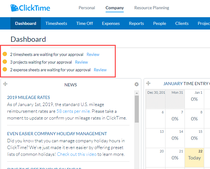 Dashboard Panel Reports – ClickTime Support