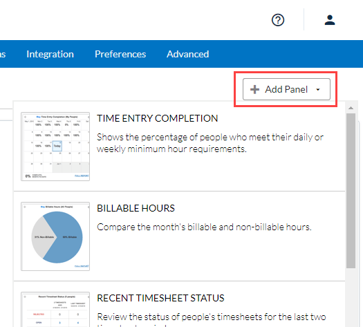 Dashboard Panel Reports – ClickTime Support