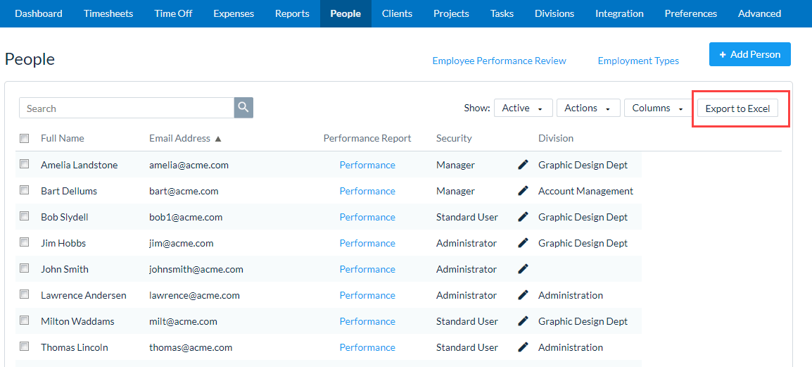 Using the List View Pages – ClickTime Support