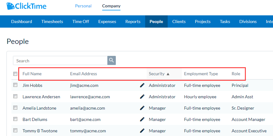 Using the List View Pages – ClickTime Support