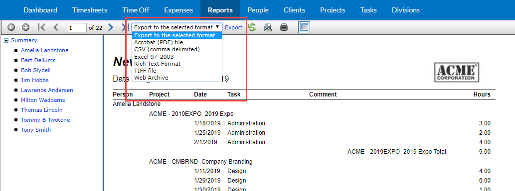 Understanding the Reporting Options – ClickTime Support