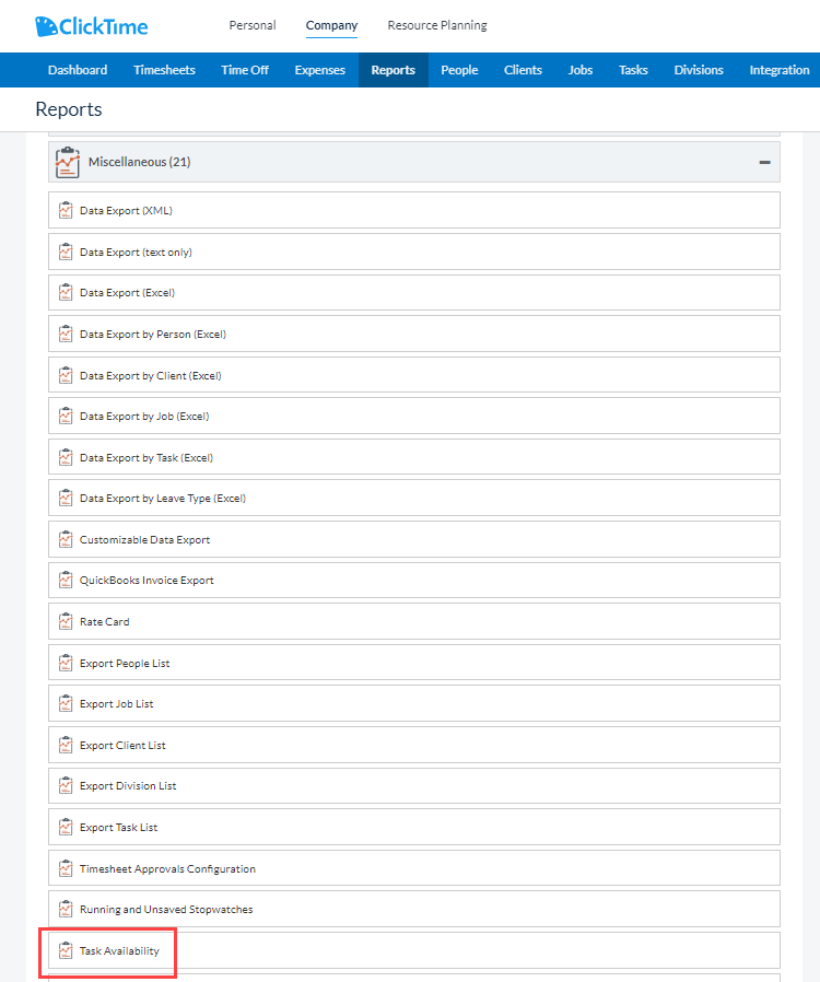 Task Availability – ClickTime Support