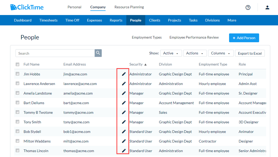 Creating, Editing & Using Divisions – ClickTime Support