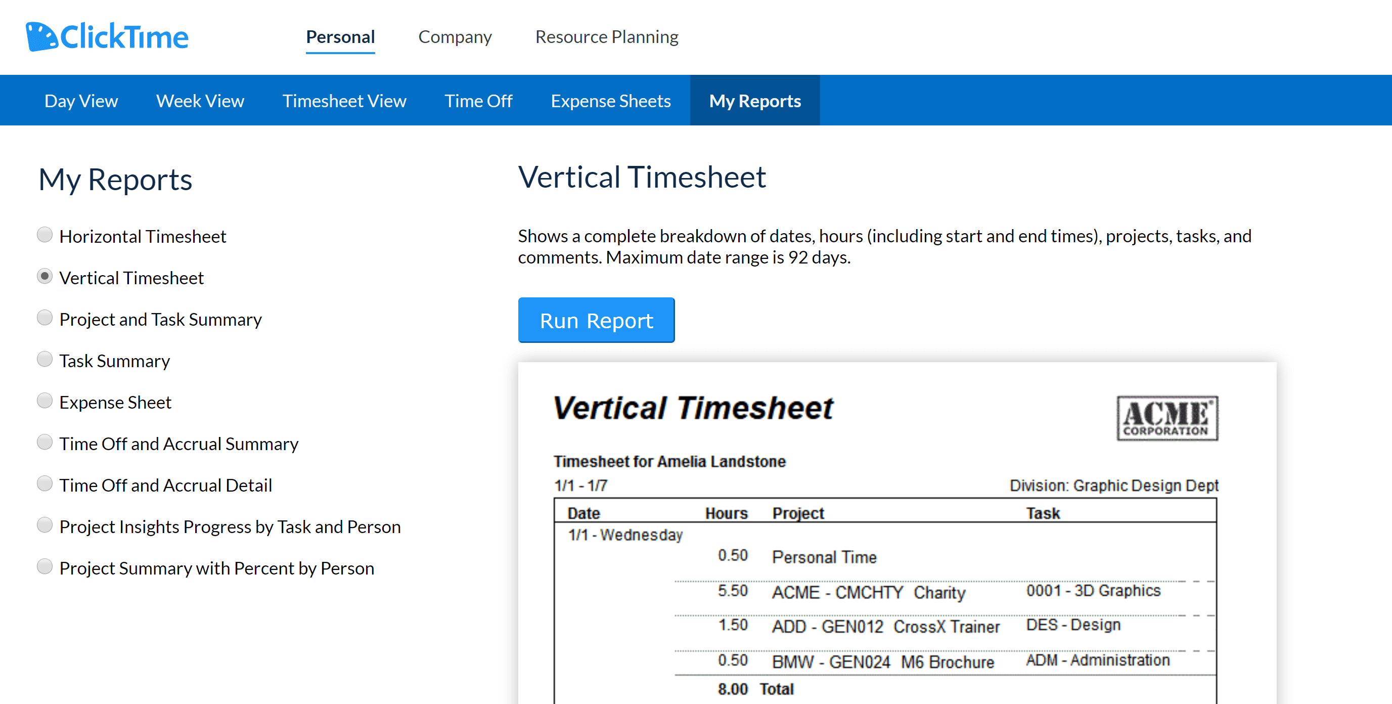 Time Entry Reports – ClickTime Support