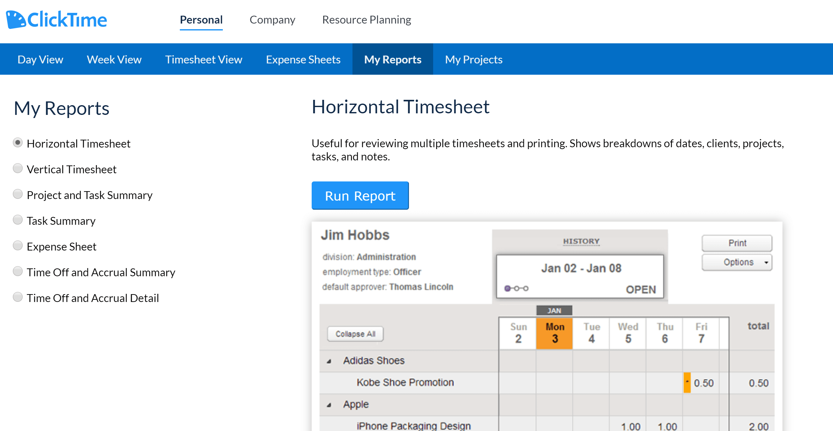 Time Entry Reports – ClickTime Support