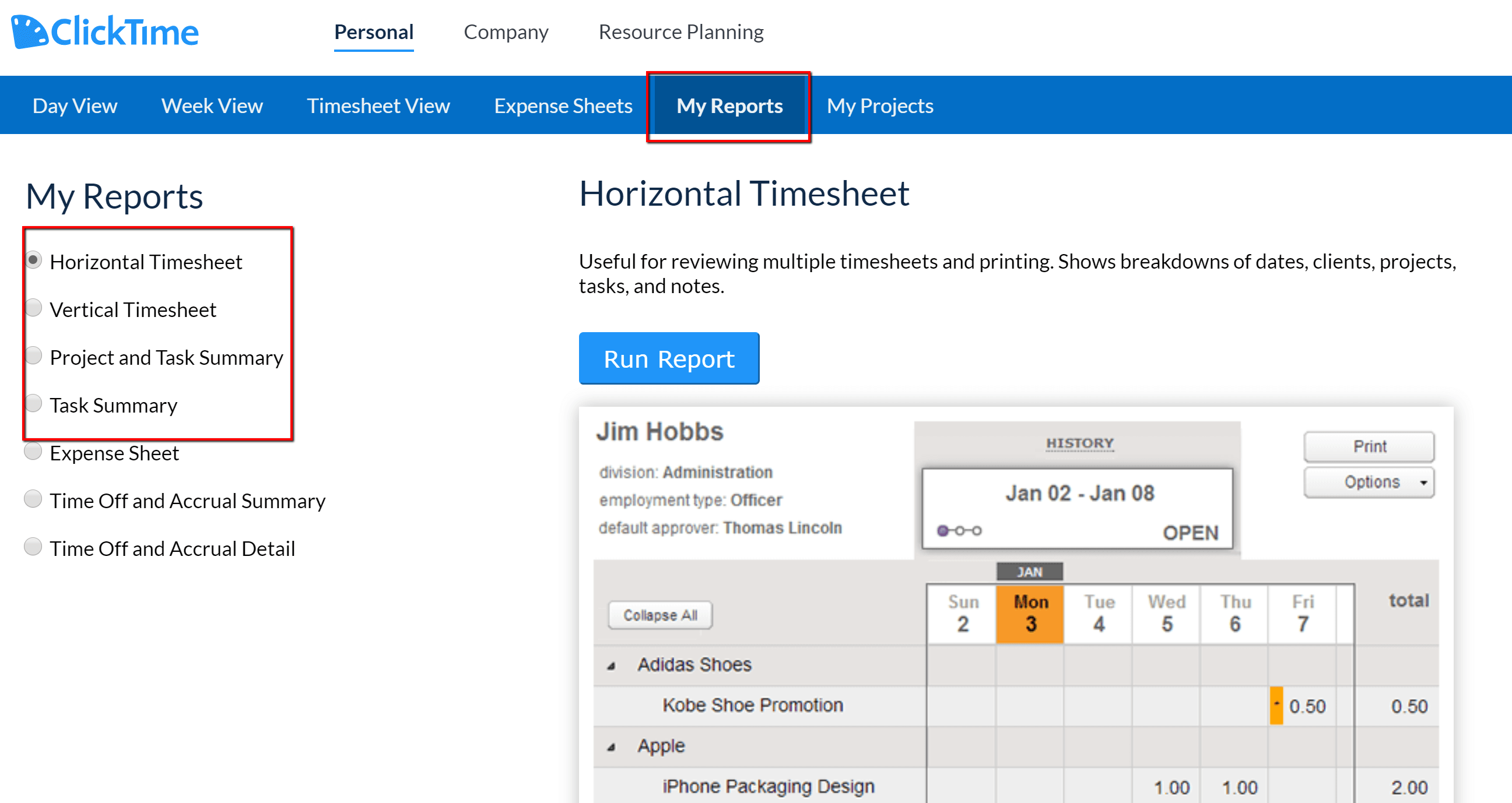 Time Entry Reports – ClickTime Support