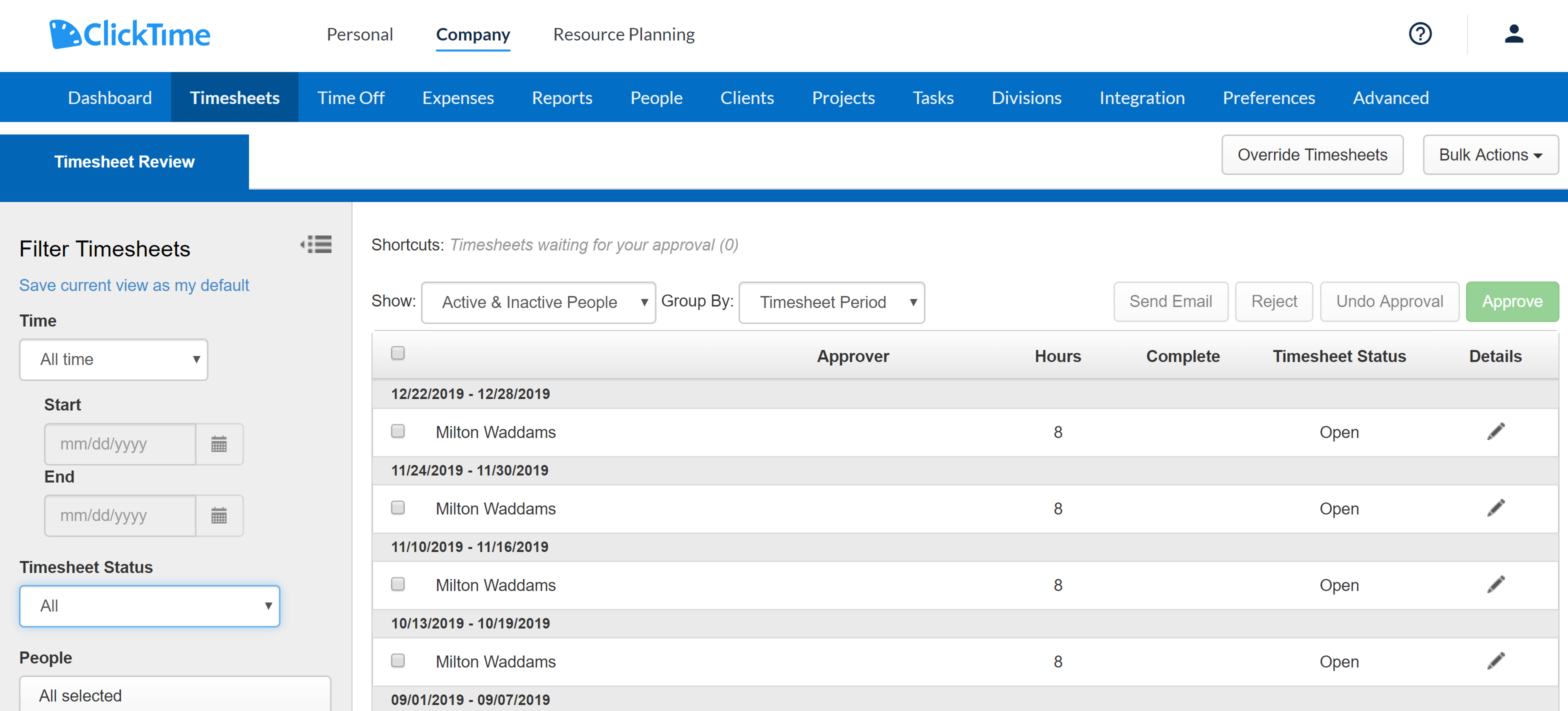 Using Timesheet Review – ClickTime Support