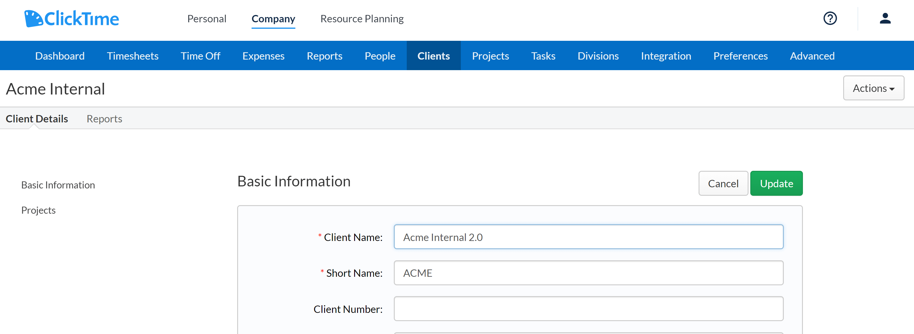 Creating and Editing Clients – ClickTime Support