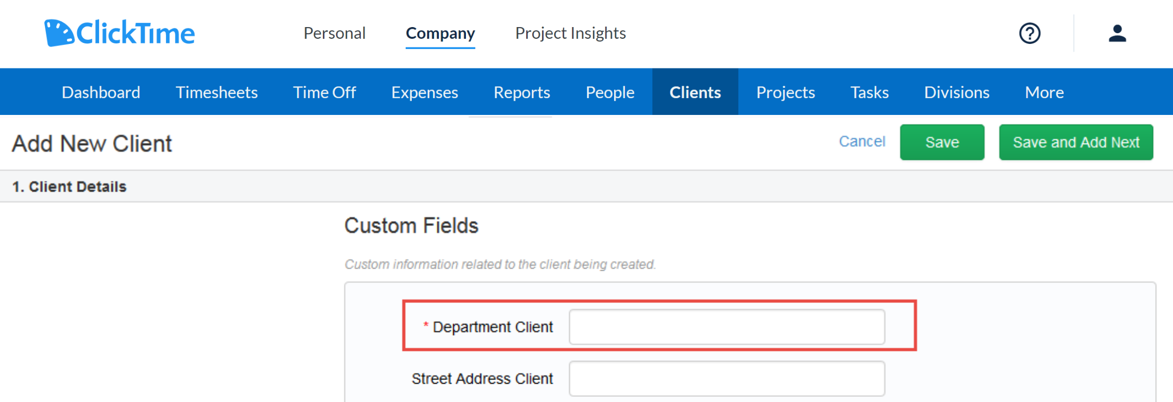 Creating and Editing Clients – ClickTime Support
