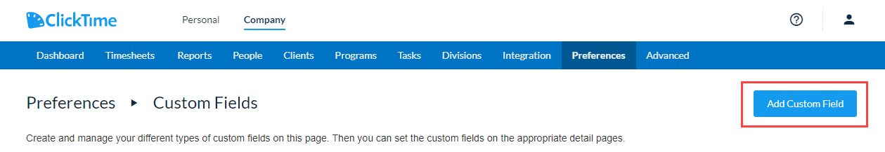 Custom Fields – ClickTime Support
