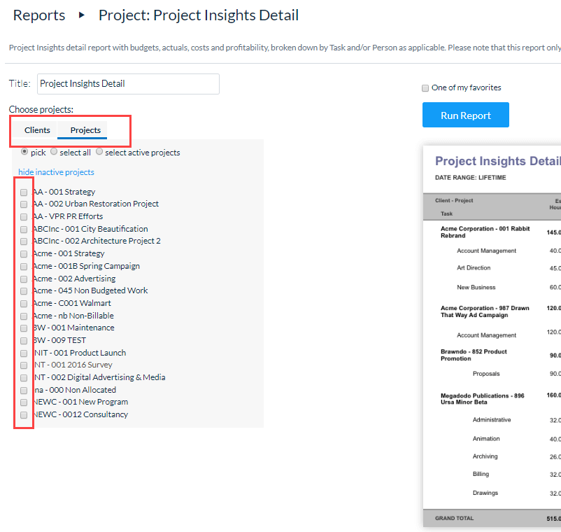 Project Insights Module – ClickTime Support