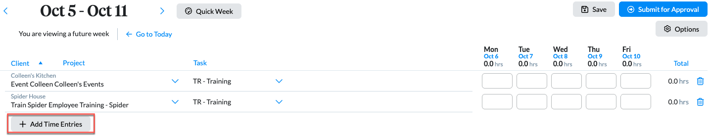 Week View: Entering Time – ClickTime Support