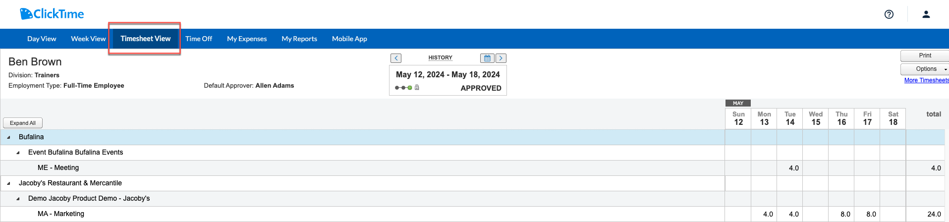 Timesheet View: Reviewing & Submitting Your Timesheet – ClickTime Support