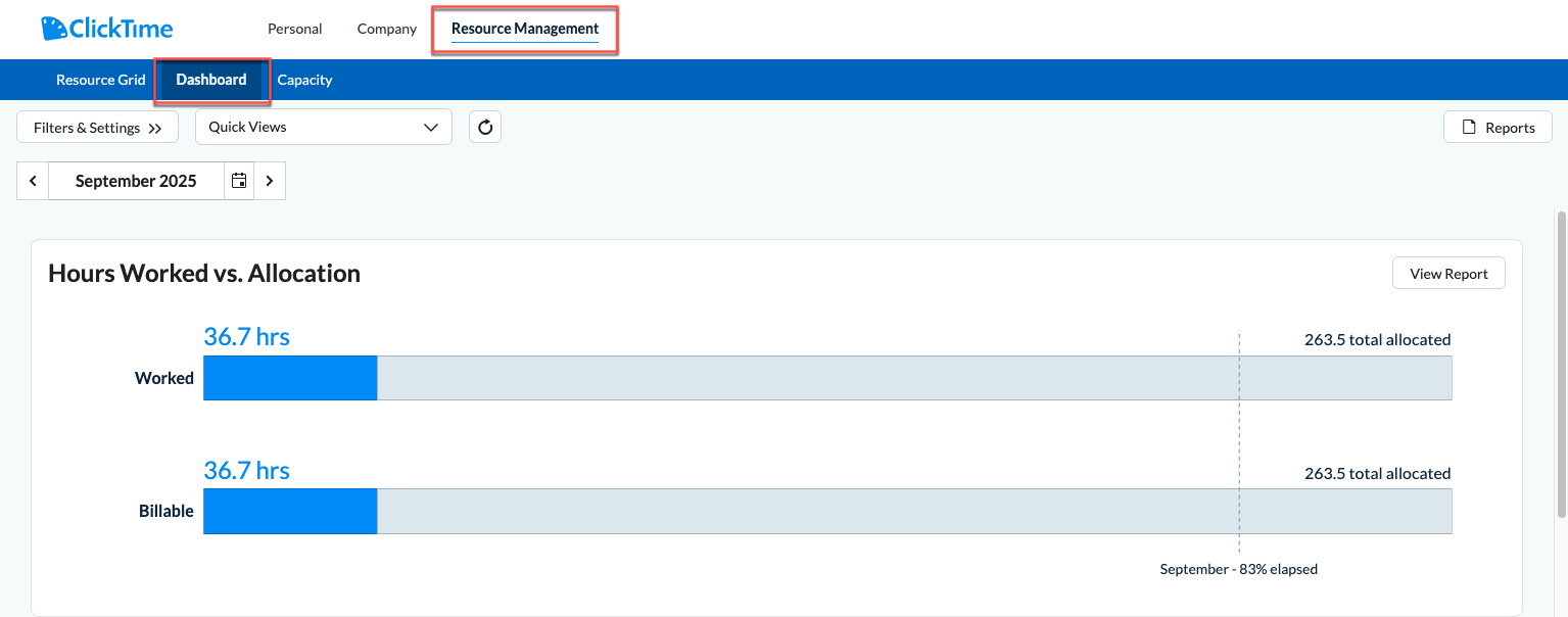 Resource Management Dashboard – ClickTime Support