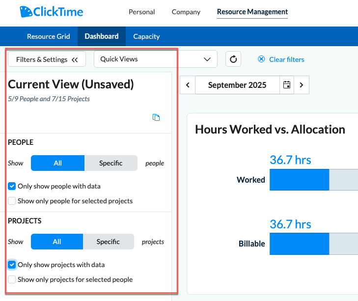 Resource Management Dashboard – ClickTime Support