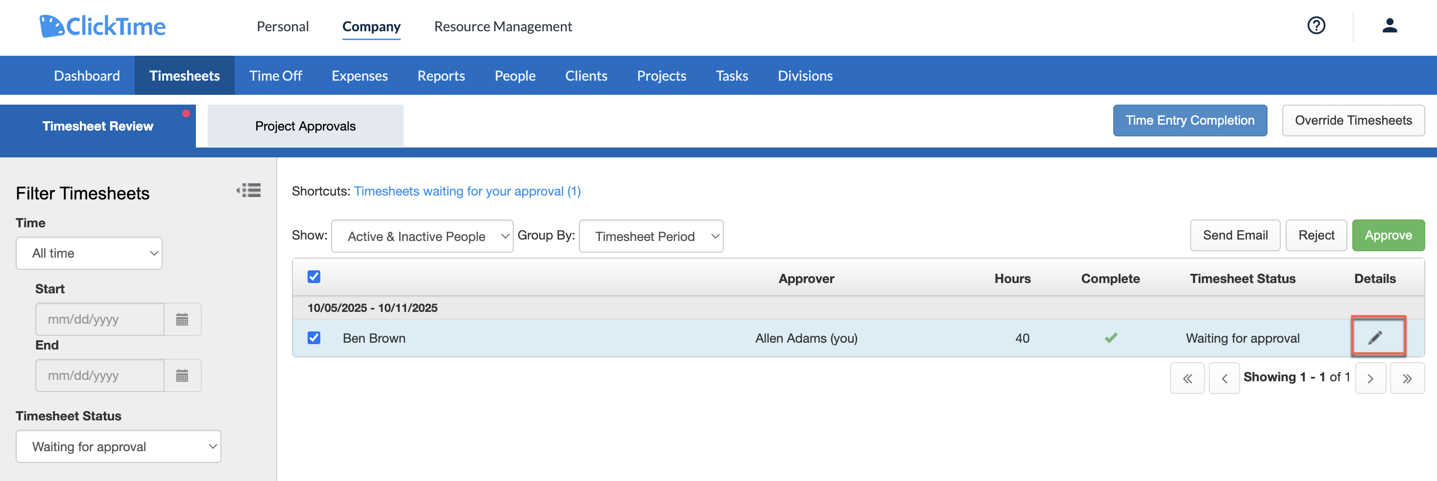 Reviewing & Approving Timesheets (Managers & Admins) – ClickTime Support