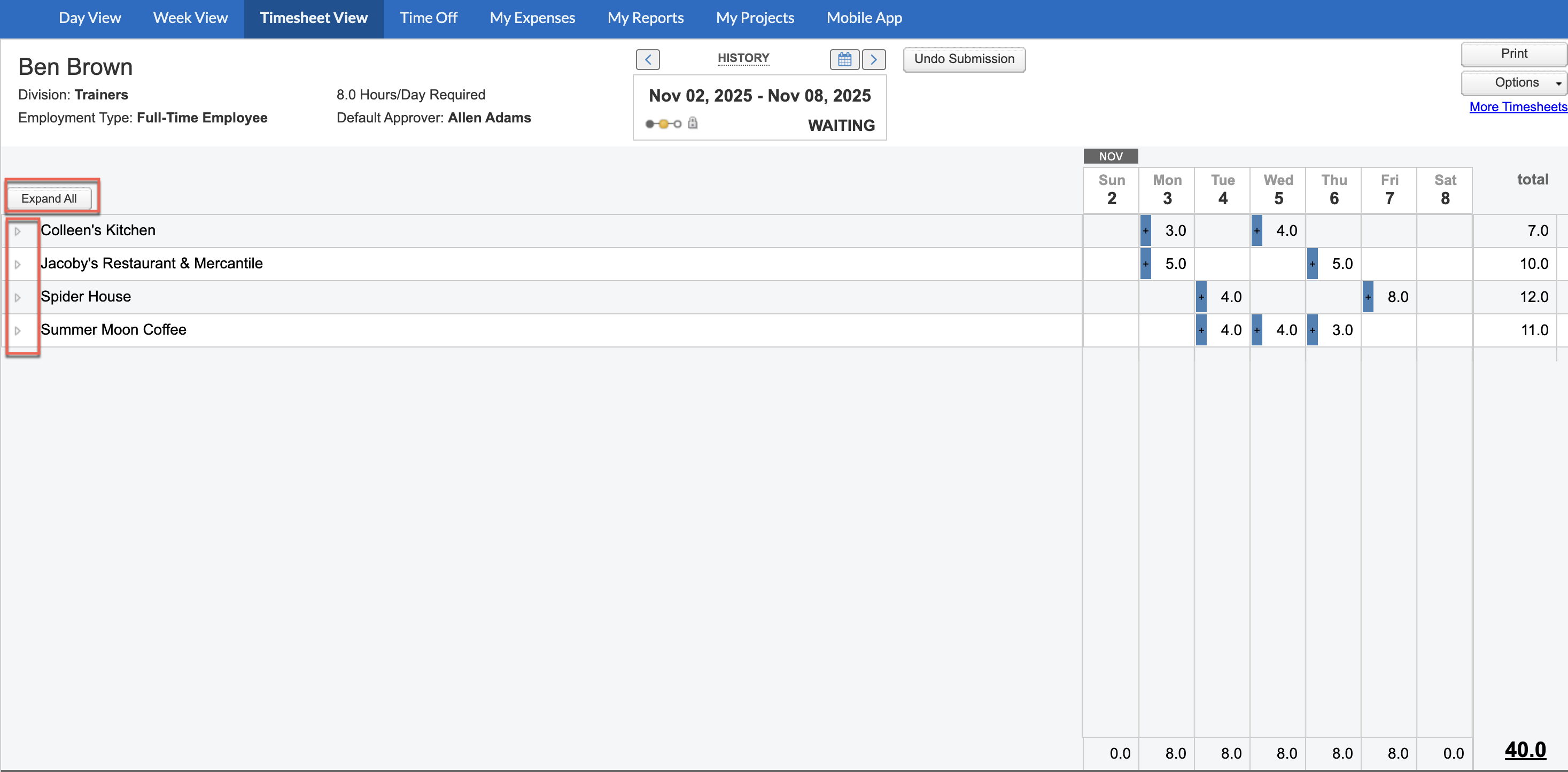 Review Time in Timesheet View – ClickTime Support