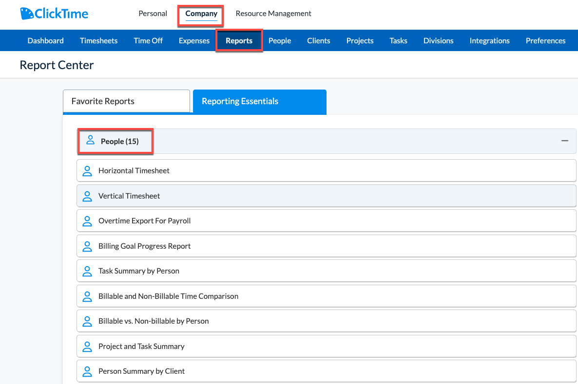 People Reports in ClickTime – ClickTime Support