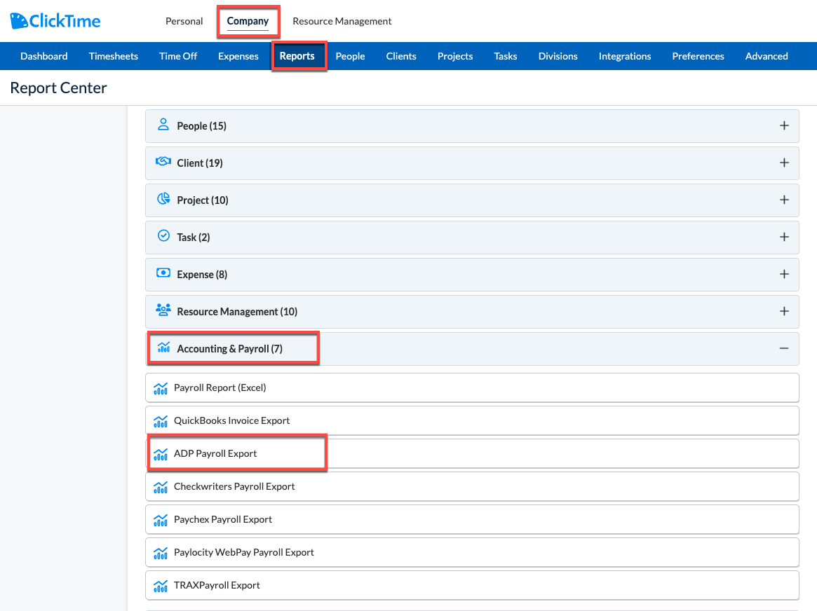 ADP Export for Payroll – ClickTime Support