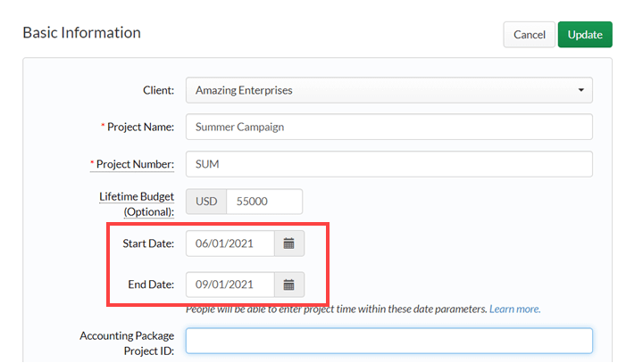 Creating and Editing Projects – ClickTime Support