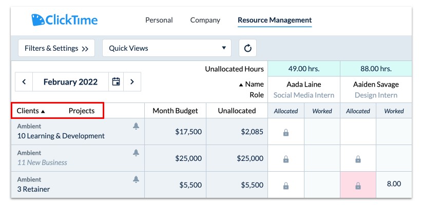 Resource Management Module – ClickTime Support