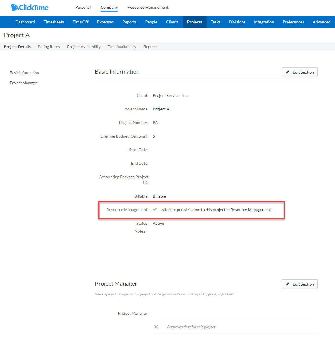 Resource Management Module – ClickTime Support