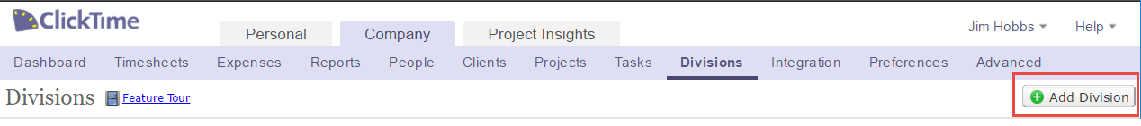 Creating, Editing & Using Divisions – ClickTime Support