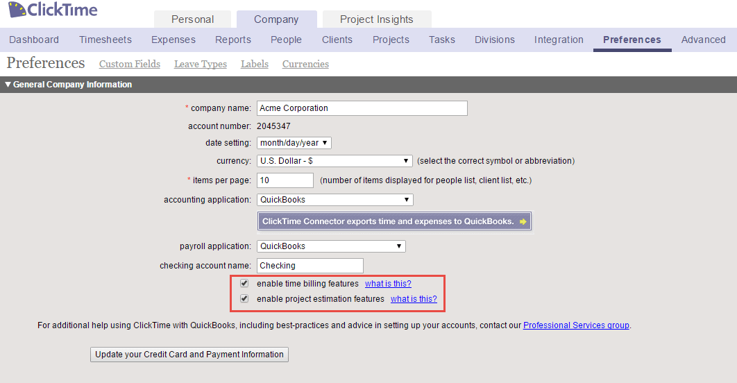 Project Insights Module – ClickTime Support