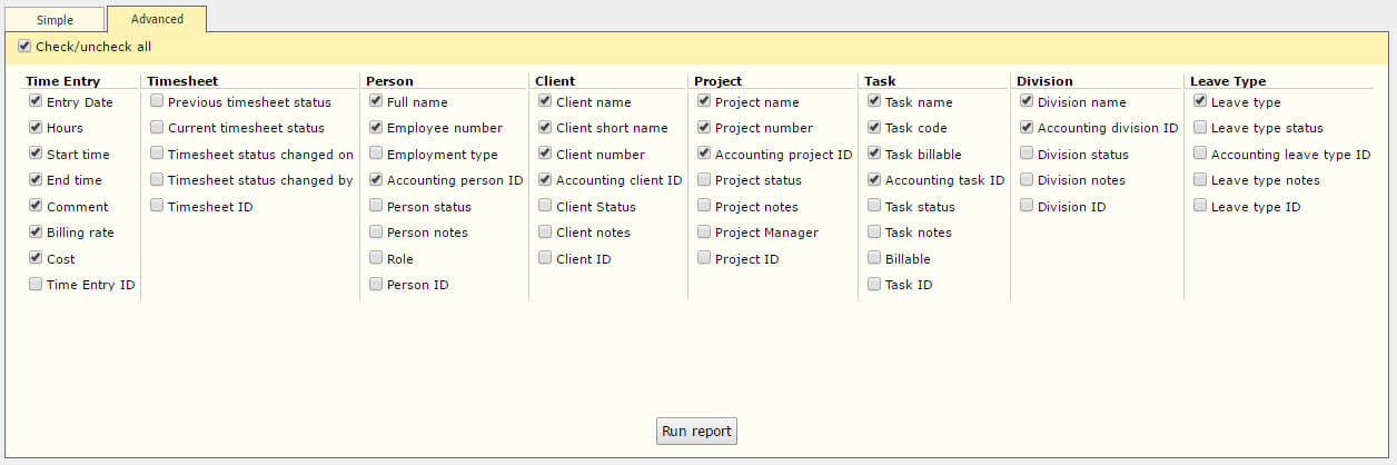 Customizable Data Export – ClickTime Support