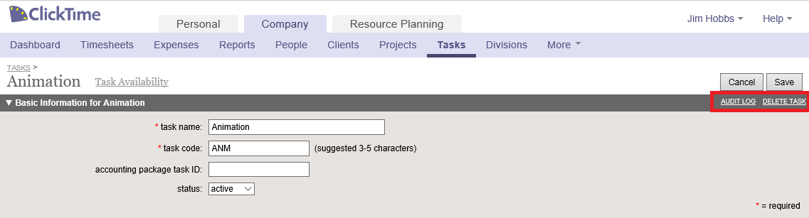 Creating and Editing Tasks – ClickTime Support