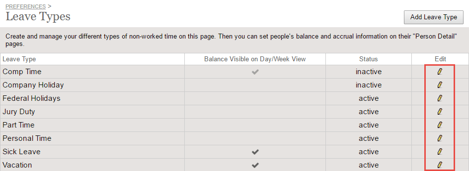 Project, Task, and Leave Type Settings and Availability – ClickTime Support