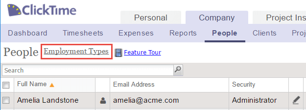 Project, Task, and Leave Type Settings and Availability – ClickTime Support